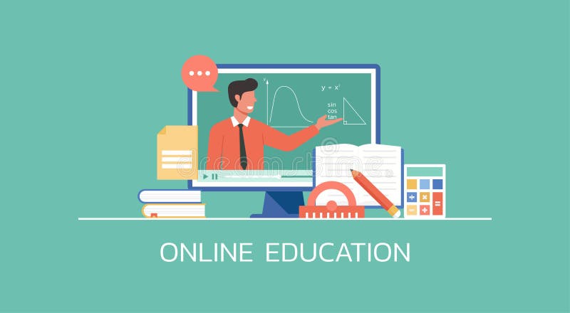 Online Teacher Teaching Students on Laptop Screen, Distance Learning ...