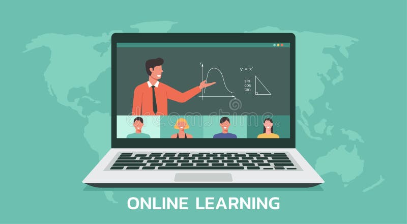 People Connect Together, Learning or Meeting Online with Teleconference ...