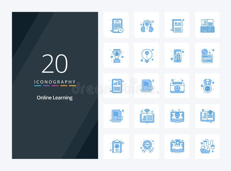 20 Online Learning Blue Color Icon for Presentation Stock Vector ...