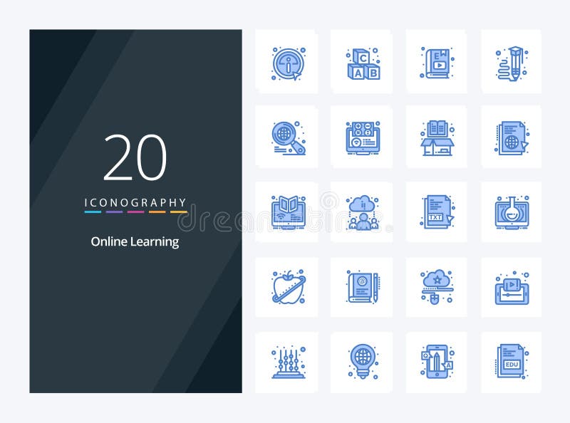 20 Online Learning Blue Color Icon for Presentation Stock Vector ...