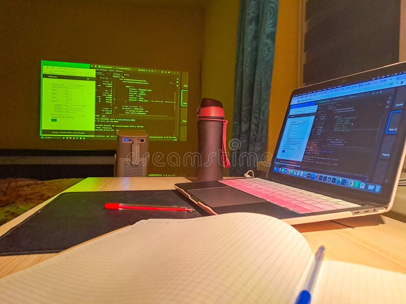 Online Learning, Coding Software Data in the Evening. Concept of Online ...