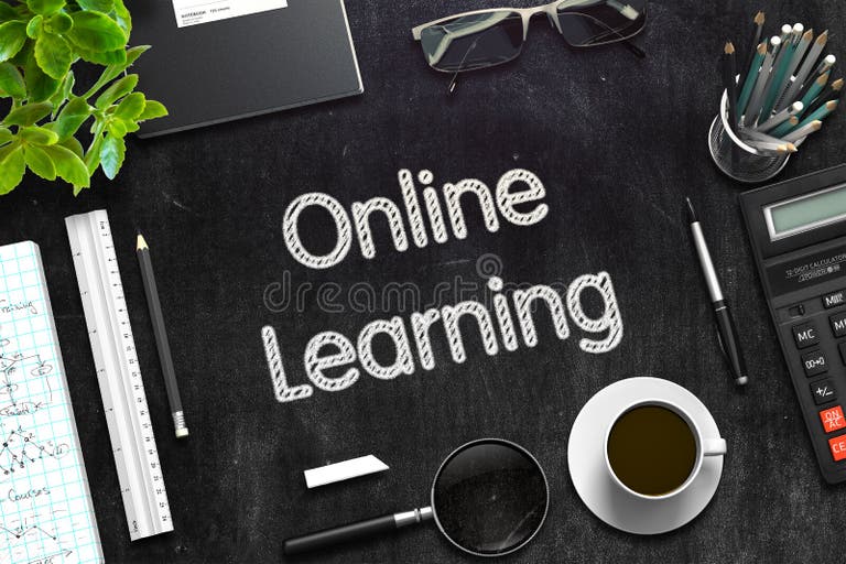 Online Learning Concept on Black Chalkboard. 3D Rendering. Stock ...