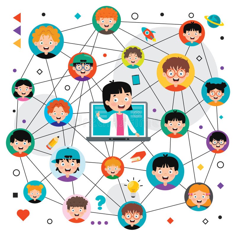 Online Learning Concept with Cartoon Character Stock Vector ...