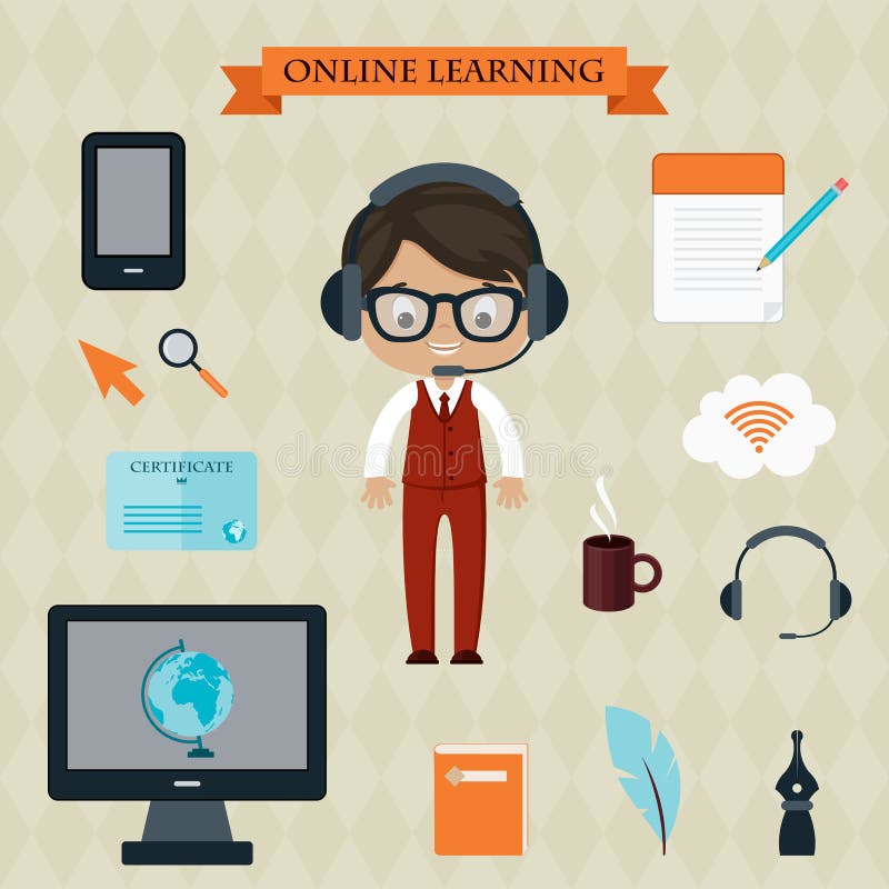 Online learning stock illustration. Illustration of school - 42247693