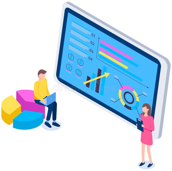 Online Learning Concept. People Study Statistics and Work with Data ...