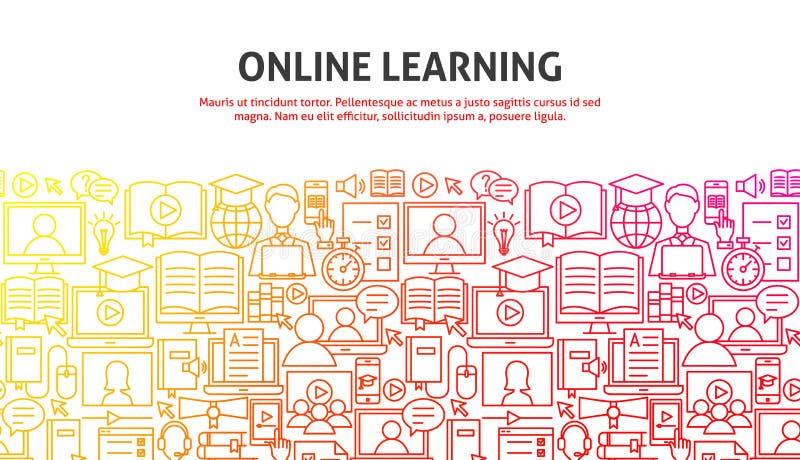 Online Learning Line Icon Circle Concept Stock Vector - Illustration of ...