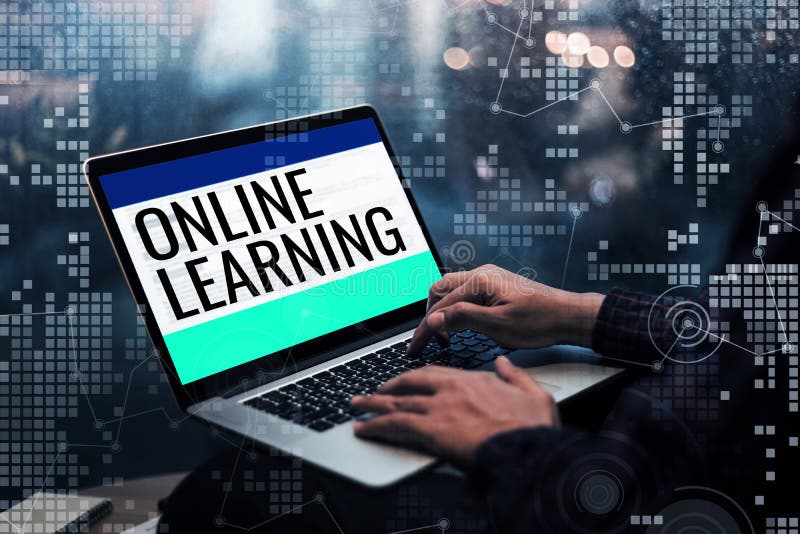Online Learning Concepts Ideas with Male Hand Using Laptop Stock Image ...