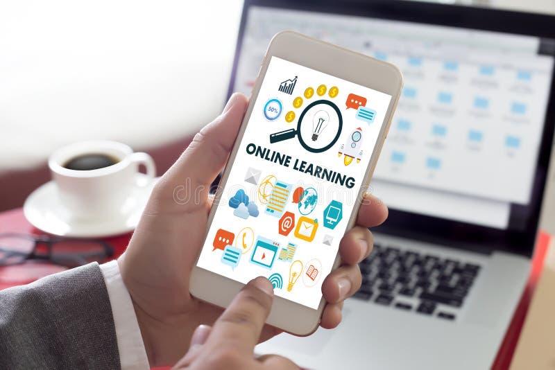 ONLINE LEARNING Connectivity Technology Coaching Online Skills T Stock ...
