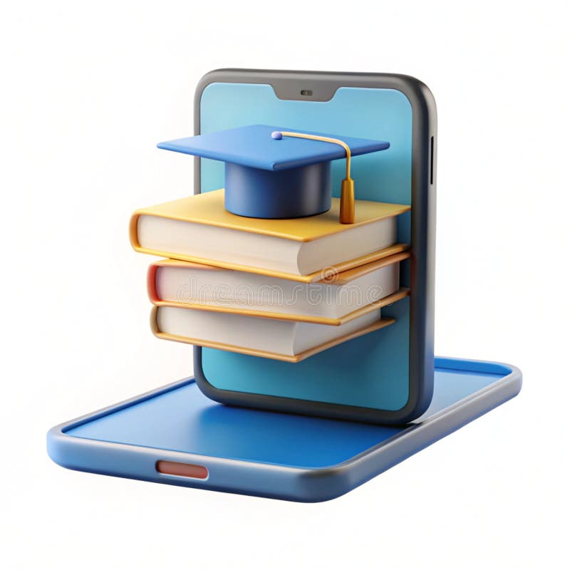 Online Learning Course App 3D Stock Illustration - Illustration of ...