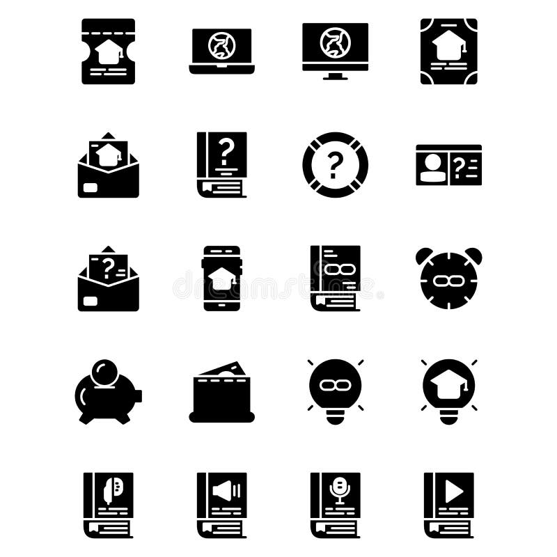 Online Learning and Course Icon Set Design Part 3. Perfect for ...