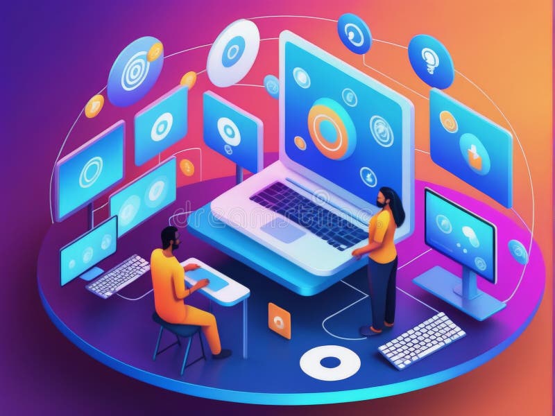 Online Learning and Education Concept. 3d Image. Cartoon Style. Vector Illustration Stock ...