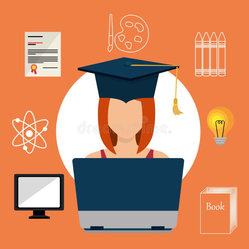 Online Learning Education Graphic Stock Vector - Illustration of ...