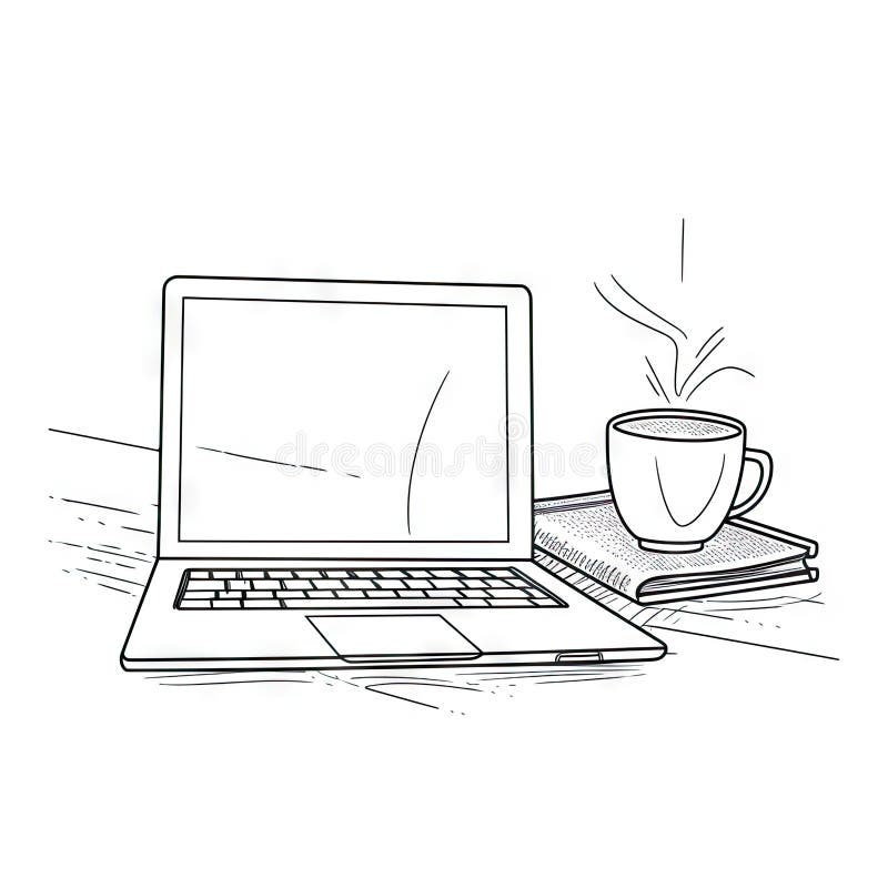 Online Learning Essentials: Laptop, Book, and Coffee Cup in a ...