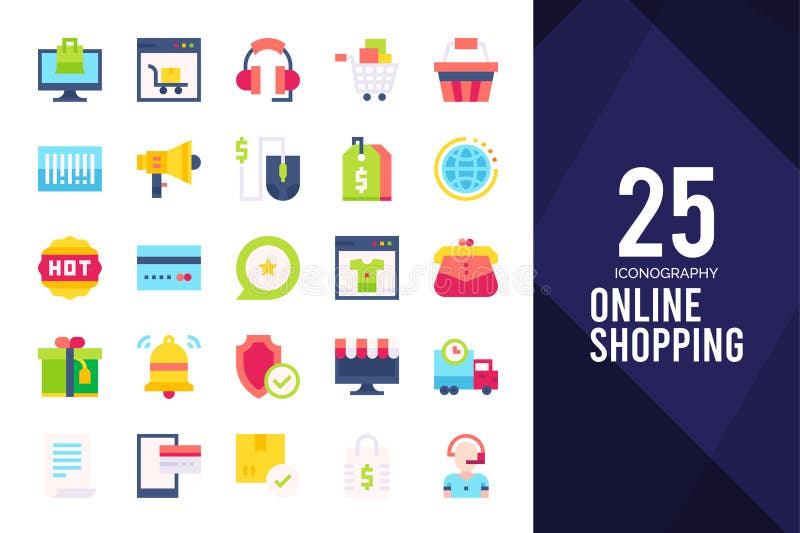 25 Online Learning Flat Icon Pack. Vector Illustration Stock Vector ...