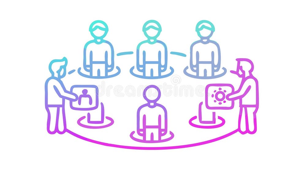 Online Learning Group: Remote Education Collaboration, Vector Design ...