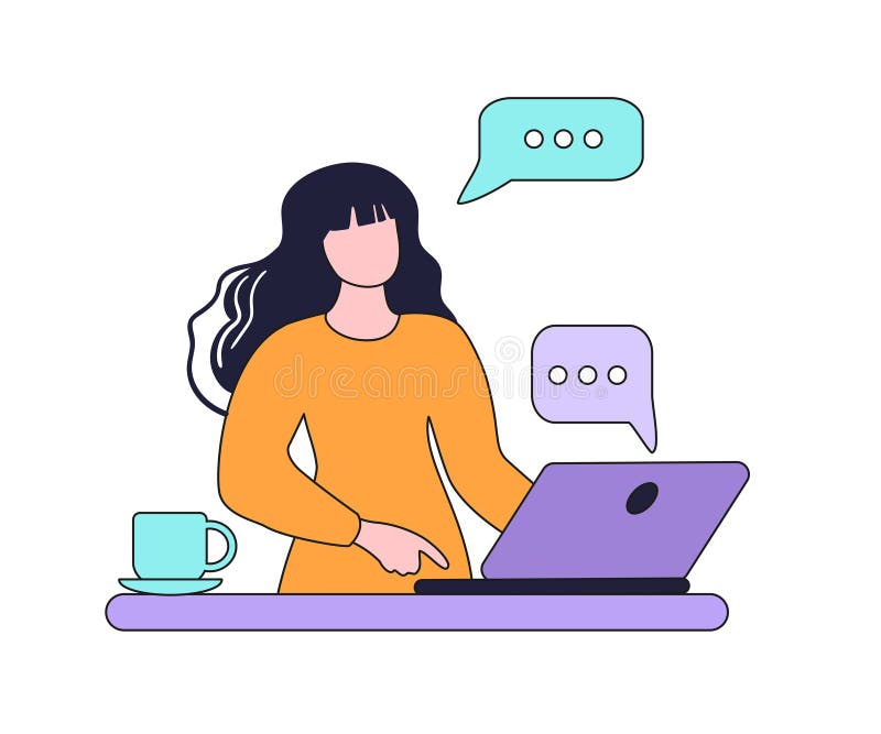 Online Learning. Homeschooling. Workplace. the Girl is Texting from a ...