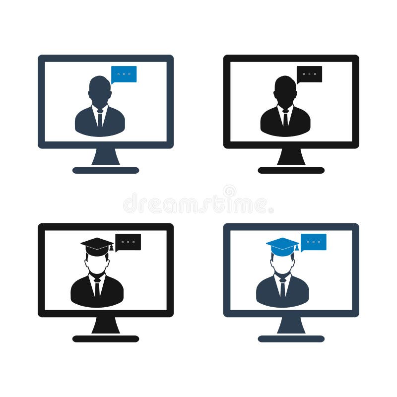 Online Learning Icon Set. stock vector. Illustration of device - 173261883