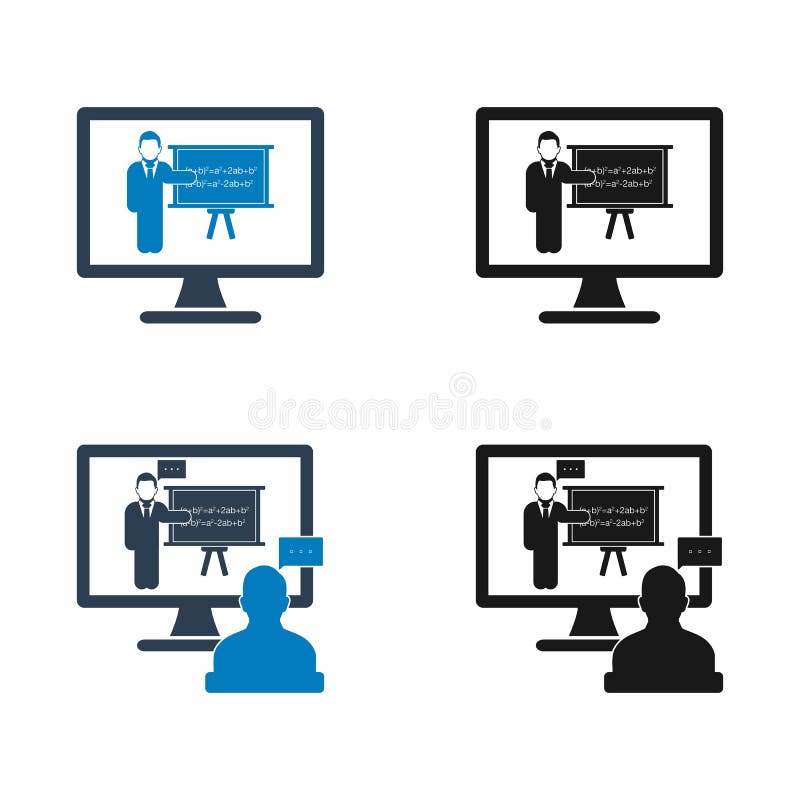 Online Learning Icon Set. stock vector. Illustration of chatting ...