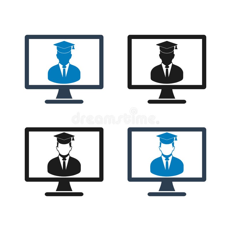 Online Learning Icon Set. stock vector. Illustration of student - 159181081