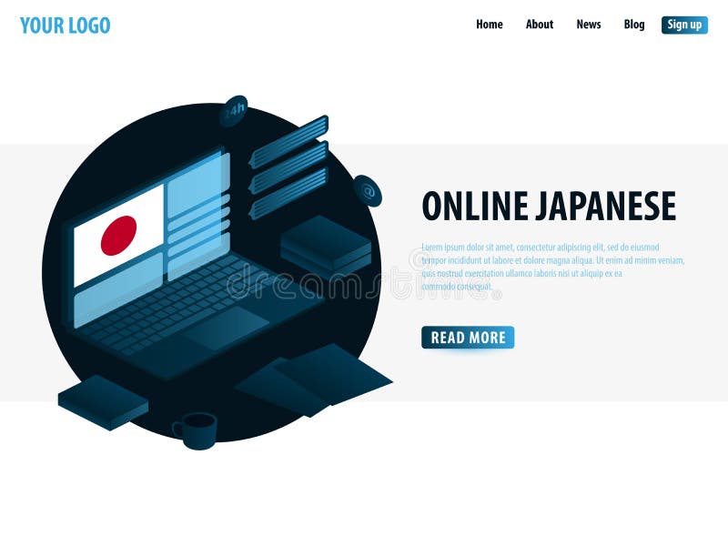 Online Learning Japanese. Education Concept, Online Training ...