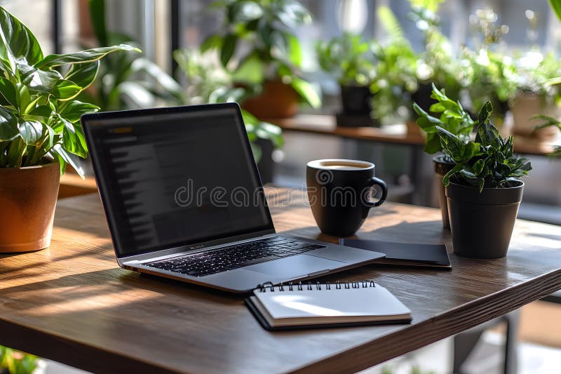 Online Learning with Laptop, Open Laptop on Sola with Coffee, Pleasant ...