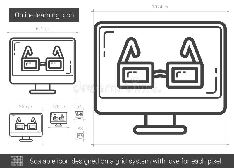 Online learning line icon. stock vector. Illustration of digital - 77110125