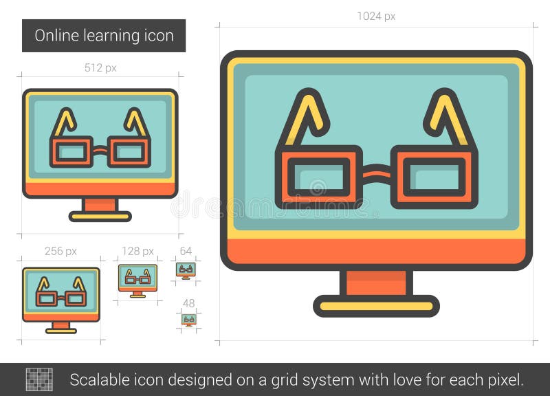Online learning line icon. stock vector. Illustration of graphic - 85924626