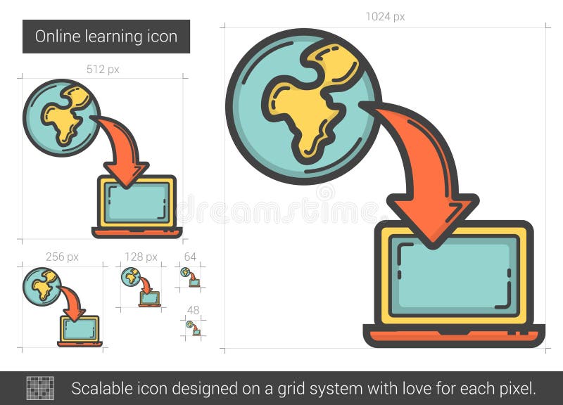 Online learning line icon. stock vector. Illustration of line - 85933837