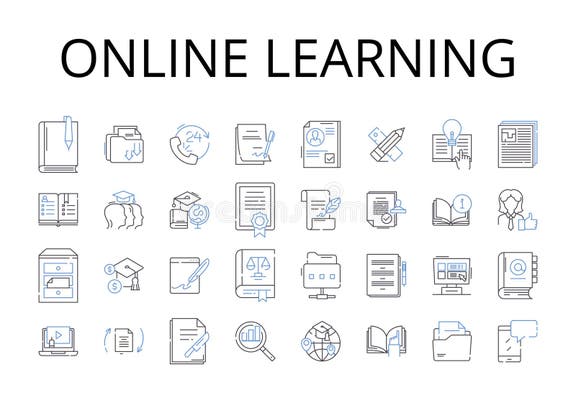 Online Learning Line Icons Collection. E-learning, Web-based ...