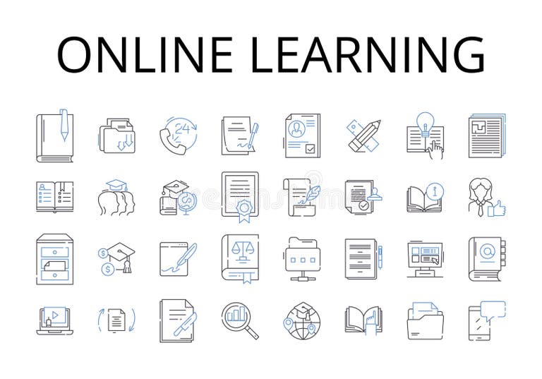Online Learning Line Icons Collection. E-learning, Web-based ...