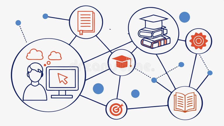 Online Learning Network with Computer and Books, Digital Education Platform Vector Design ...