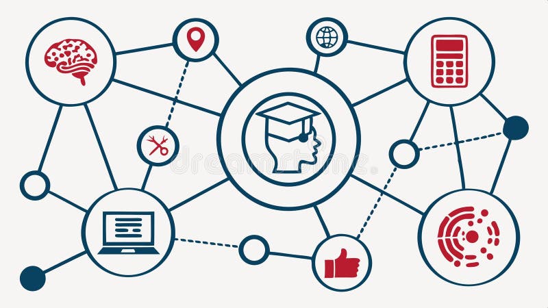 Online Learning Network Diagram, Digital Education and E,learning ...