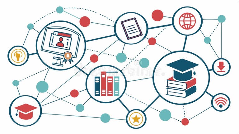 Online Learning Network Diagram, E,learning Platform Vector Design Generative AI Stock Vector ...