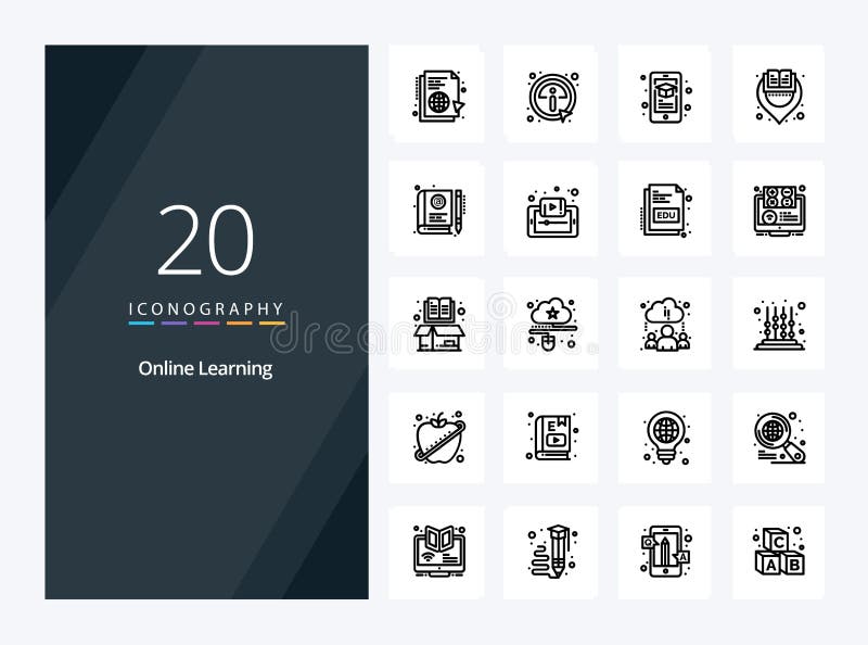 20 Online Learning Outline Icon for Presentation Stock Vector ...