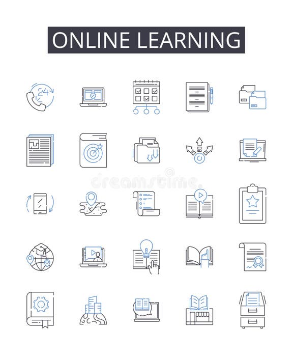 Online Learning Line Icons Collection. E-learning, Web-based ...