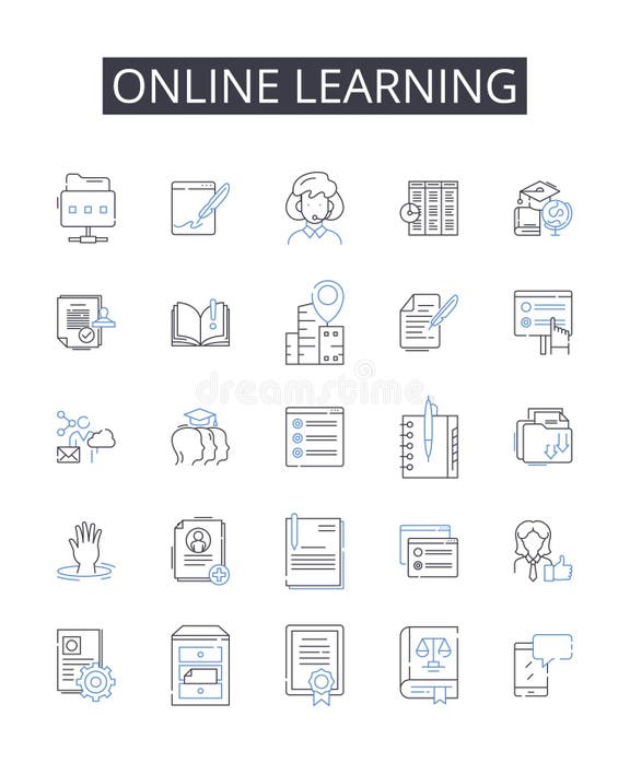 Online Learning Line Icons Collection. E-learning, Web-based ...