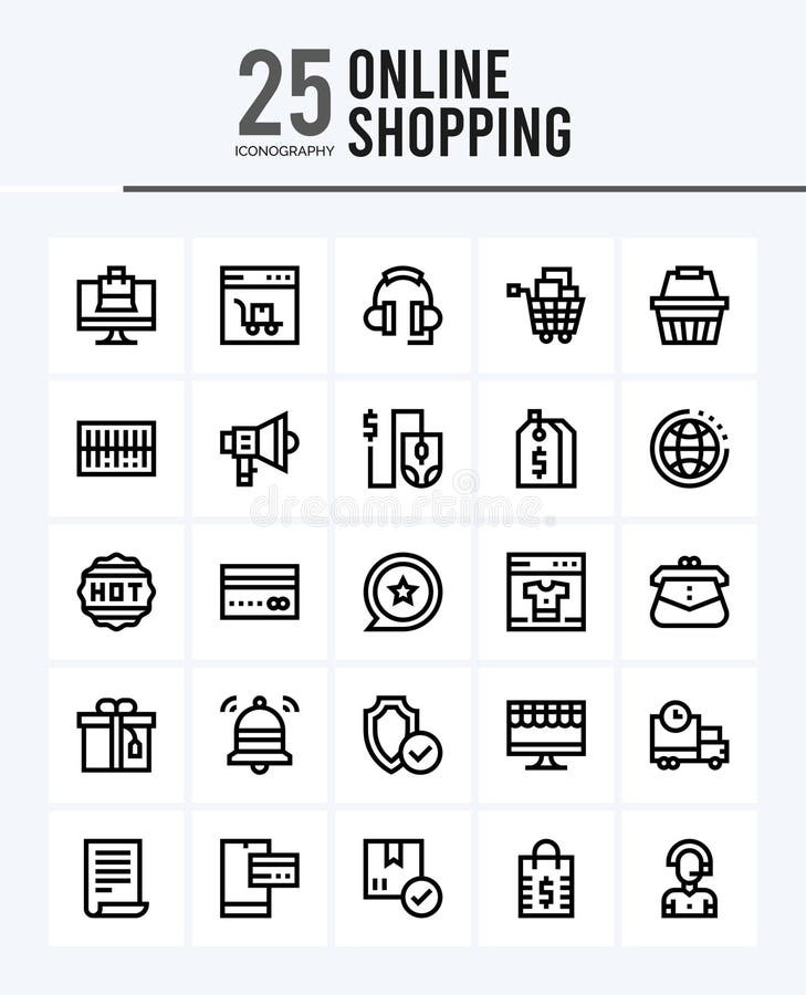 25 Online Learning Outline Icons Pack Vector Illustration Stock Vector ...