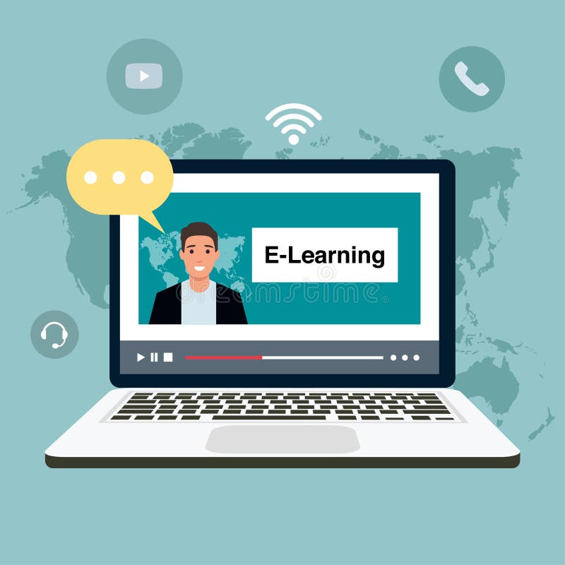 Online Learning Program, Study from Home Vector Illustration Stock ...