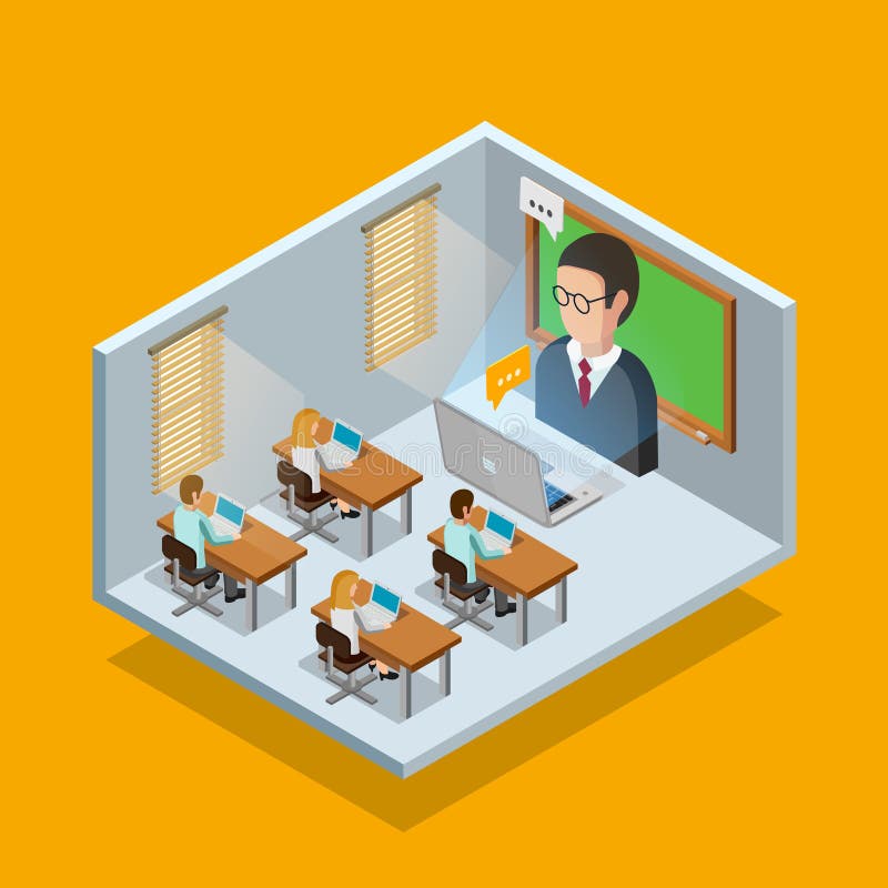 Online Learning Room Concept Stock Vector - Illustration of elearning ...
