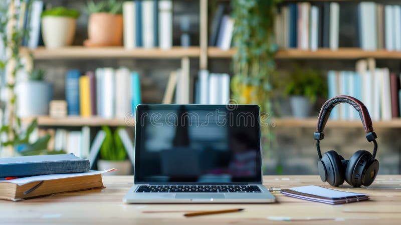 An Online Learning Scene with a Student Attending a Virtual Class on a ...