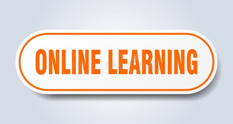Online Learning Sign. Rounded Isolated Button. White Sticker Stock ...