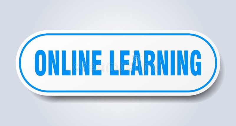 Online Learning Sign. Rounded Isolated Button. White Sticker Stock ...