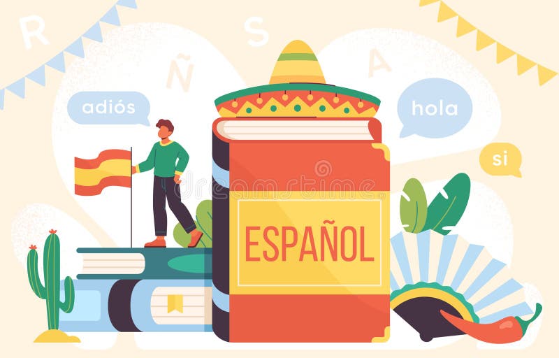 Online Learning of Spanish Language Stock Vector - Illustration of ...