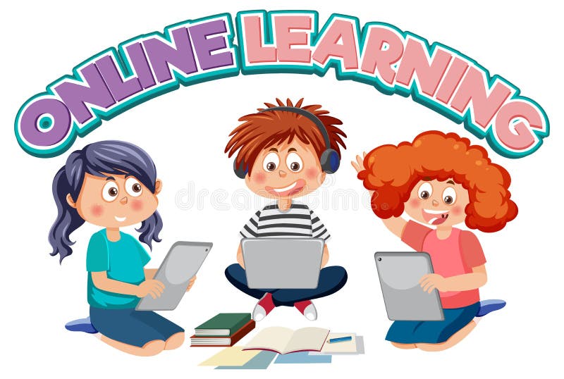 Online Learning Kids Vector Stock Vector - Illustration of childhood ...