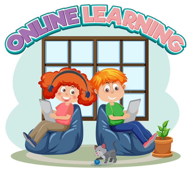 Online Learning Kids Vector Stock Vector - Illustration of childhood ...