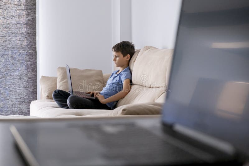 Online Learning, Working from Home, Education. Workplace with Open ...