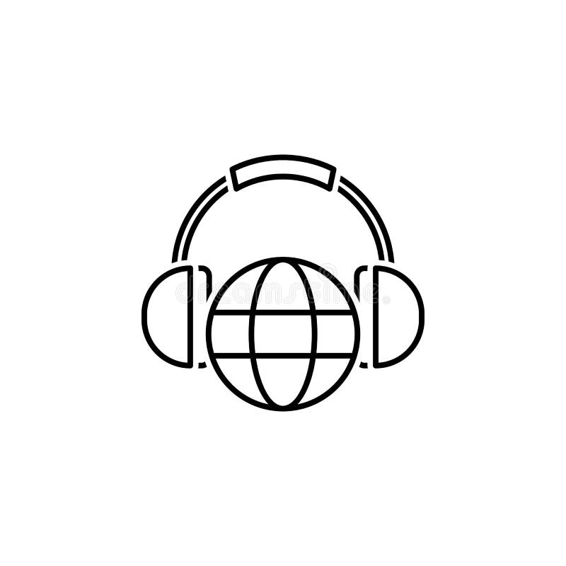Online Learning World Listen Simple Line Icon Stock Illustration ...