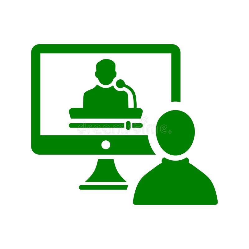 Online, Lecture, Course Icon. Green Vector Sketch Stock Illustration ...