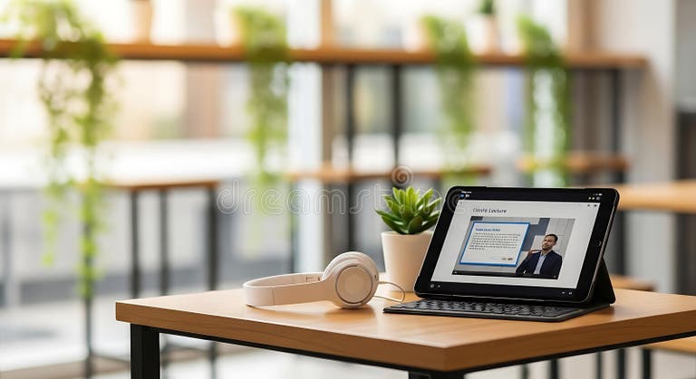 Online Lecture and Modern Learning Setup Stock Illustration ...