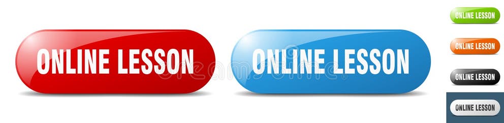 Online Lesson Button. Key. Sign. Push Button Set Stock Vector ...